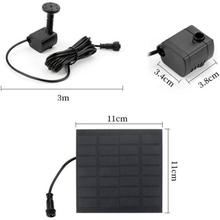 Pompe solaire pour bassin 1,5 W, fontaine solaire d'extérieur avec 6 ...
