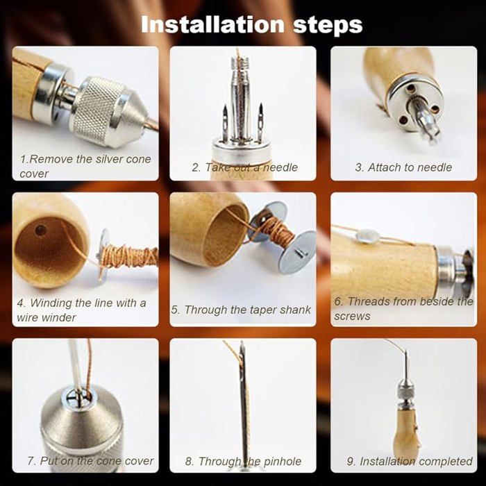 Kit couture cuir de 34 pièces avec aiguille courbe et poinçon, pour ...