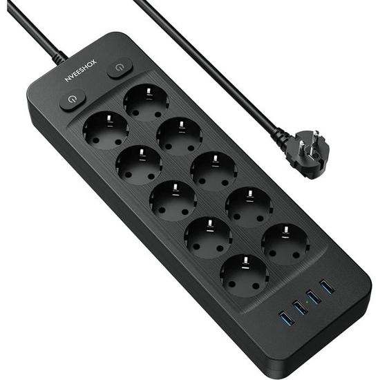 Multiprise Electrique (16A-4000W), Multiprise 10 Prises Avec 4 Ports ...
