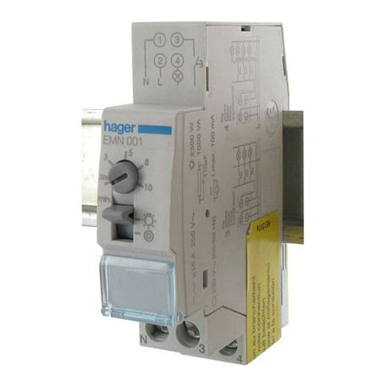 Minuterie - HAGER - EMN001 - 230 Volts - 1 contact - réglable de 30s à ...