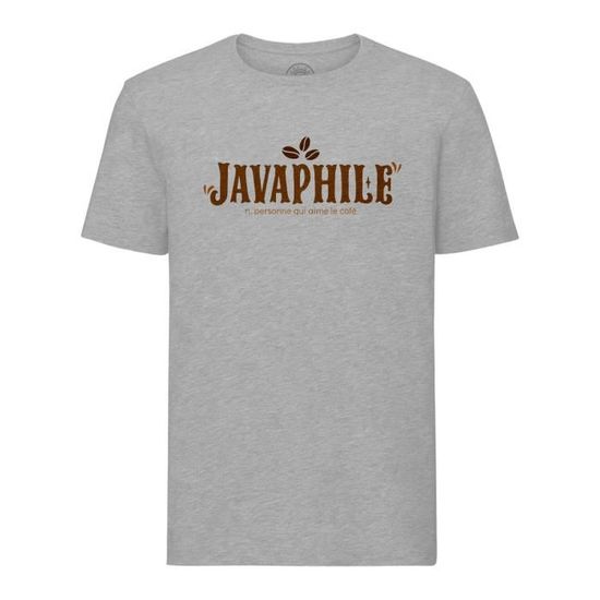 T-shirt Homme Col Rond Gris Javaphile Café Culture Bohémien Arabica ...