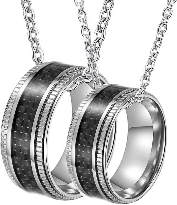 Collier Femme Homme Acier Inoxydable Colliers Couple Pour 2 Pendentif ...