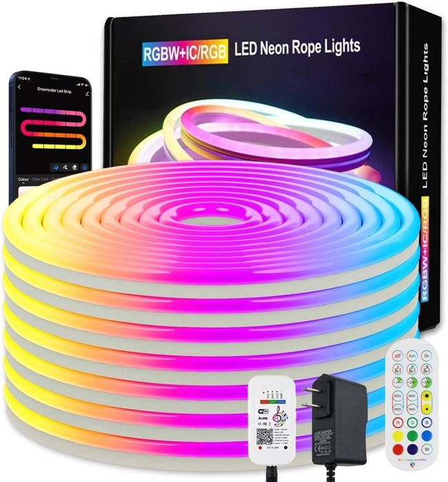 Ruban LED Néon 5M RGBIC, Bande avec Control wifi app imperméable RGB changement de couleur pour ...