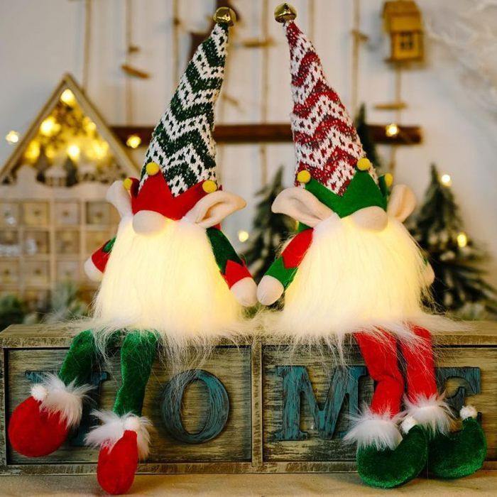 2 Pièces GNOME De Noel Lumineux - Lutin Farceur De Noel - Lutin De Noel ...