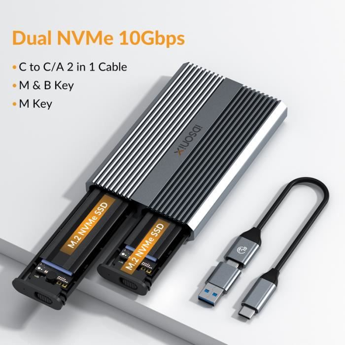 Double NVME-Double NVMEDouble NVME-IDSONIX-Boîtier de disque dur ...