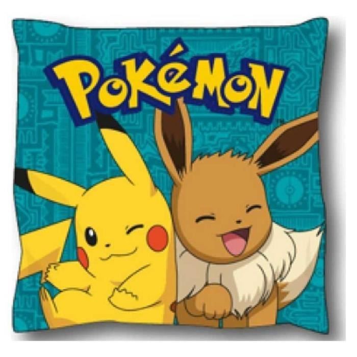Coussin - Pokémon - Pikachu et Evoli - 40x40 cm - Bleu - Synthétique ...