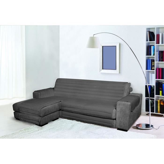 Trendy Canapé Avec La Péninsule 240 Cm Gris Foncé[n12145] - Cdiscount ...