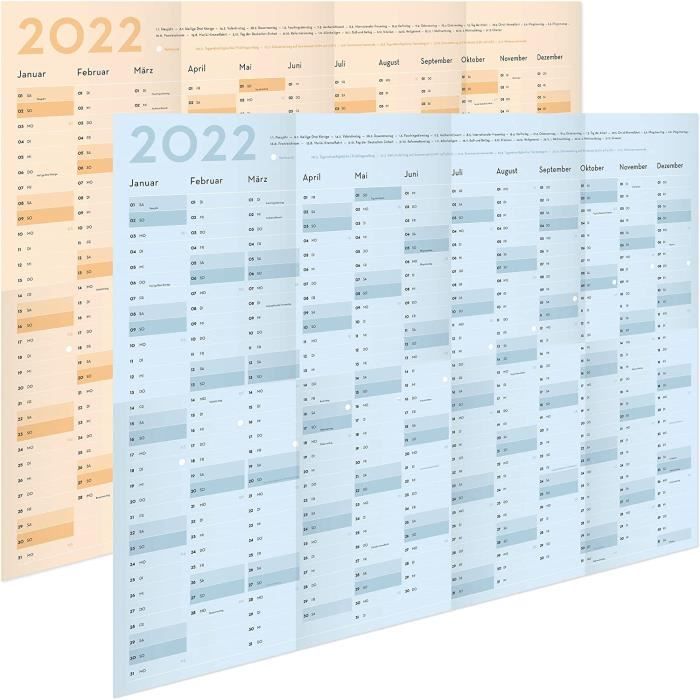 Calendrier mural 2022 grand format : calendrier 2022 pratique blanc et ...