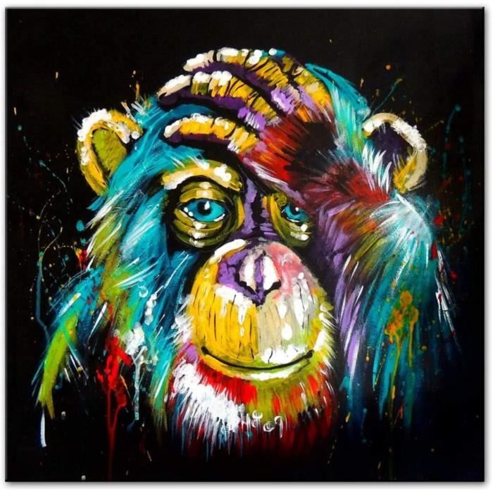 Impression Sur Toile Fleur Singe Coloré Décoratif Art Mural Moderne Sur ...