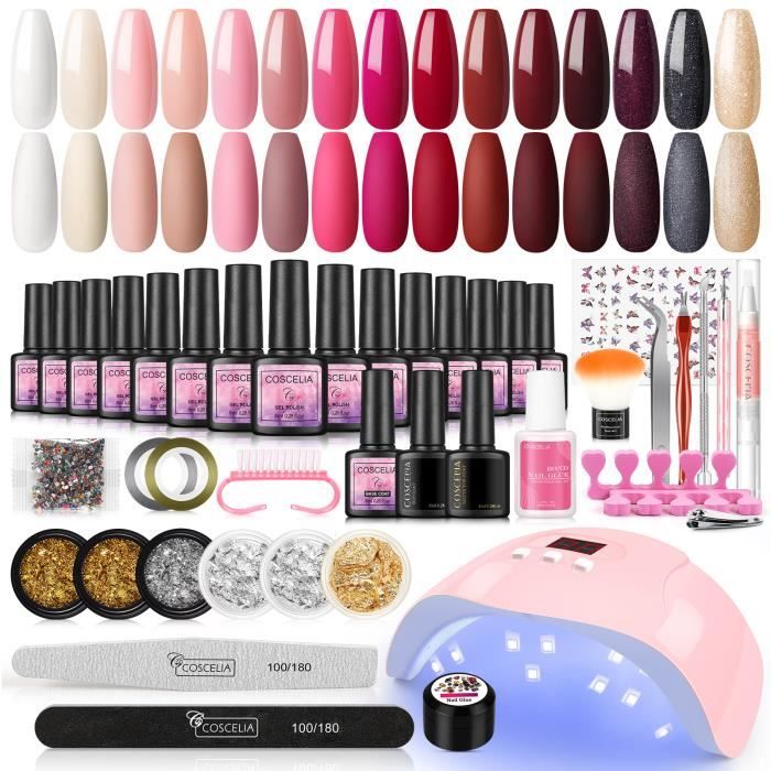 COSCELIA 15 Couleurs Manucure Vernis Semi Permanent UV Gel Polish Base ...
