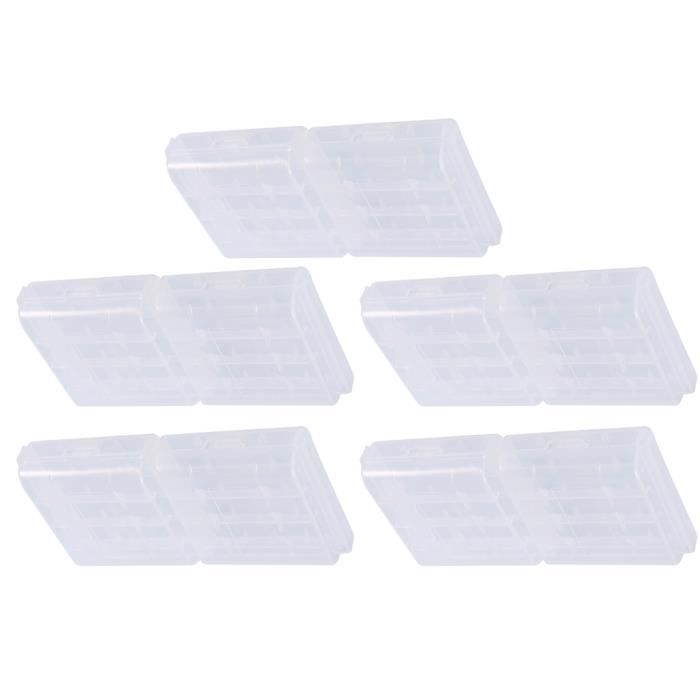 Boîtier de rangement pour piles - MINIFINKER - Transparent - 10 Pcs ...