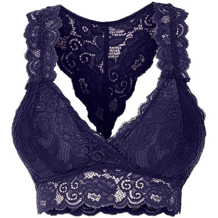 Femmes Brassière Soutien Gorge Dentelle Grande Taille Sans Armature Dos