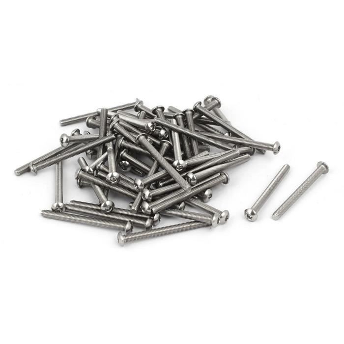 SOURCING MAP M3x35mm Acier inox 304 vis à vis tête bombée vis 60Pcs ...