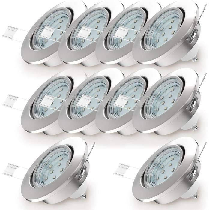 B.K.Licht lot de 10 spots LED encastrables orientables, livré avec 10 ampoules LED 3W GU10 ...