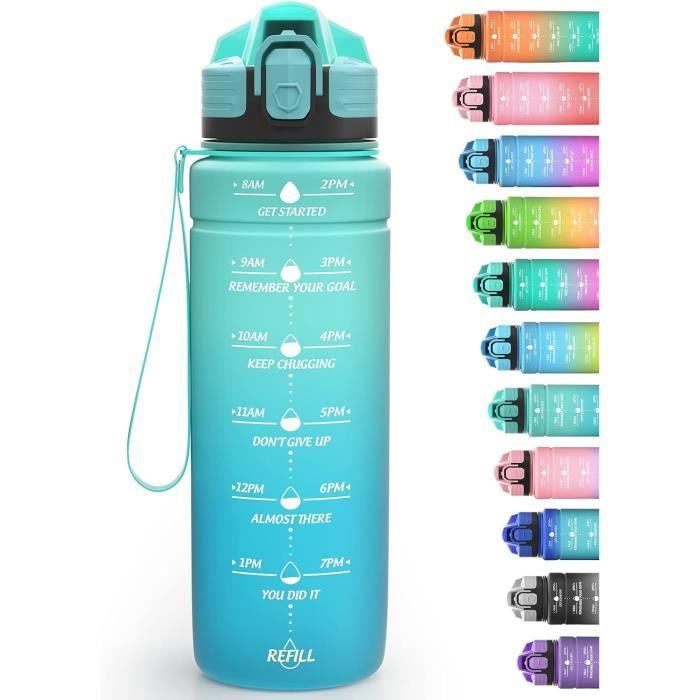 Bouteille d'eau 2L, 1,5L, 1L, 700ML, 500ML Gourde Reutilisable, Sport Gourde en Plastique Tritan ...