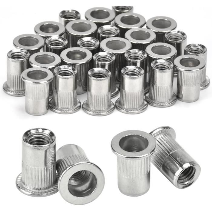 CAREDGO 70 PCS Écrou à Rivet M6 Tête Plate Ecrou Ecrou A Sertir M6 ...