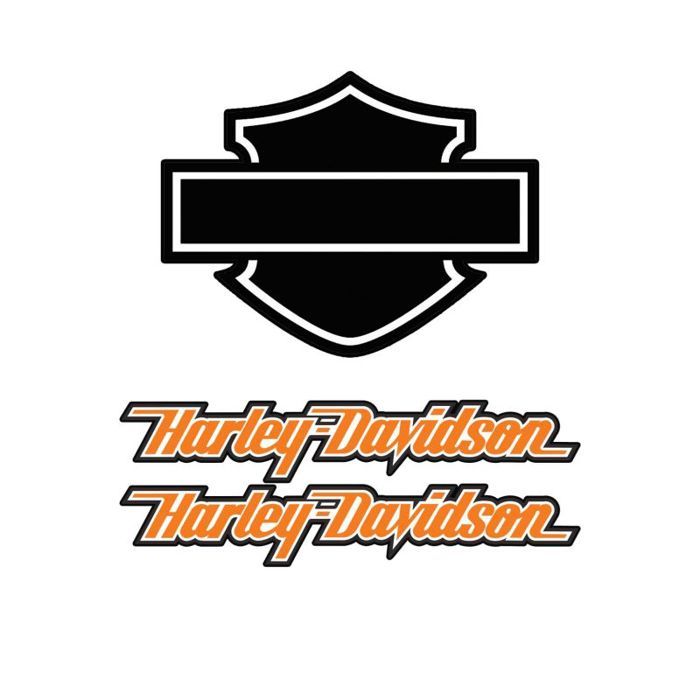 Pack stickers rétro réfléchissant Harley Davidson Black Orange ...