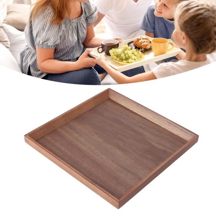 Tbest plateau en bois Plateau de rangement en bois à bords surélevés ...
