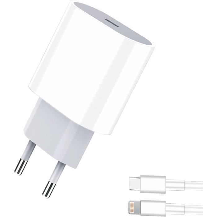 Pack Prise Secteur Usb Type-C Fast Charge 20W + Câble Lightning (1M ...