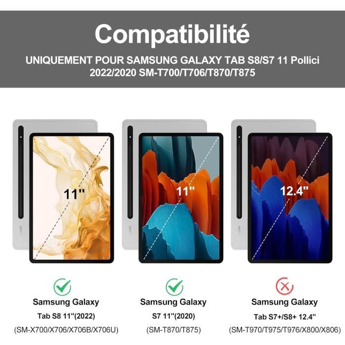 Clavier Pour Samsung Galaxy Tab S8-S7 11" 2022-2020, Clavier Magnétique Détachable Sans Fil ...