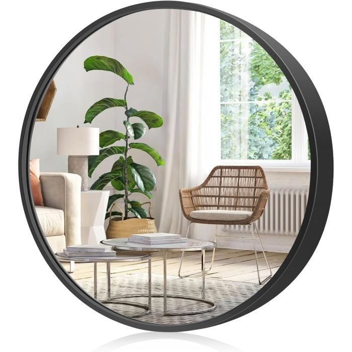 Miroir Mural Rond,Ø40Cm Cadre Noir Miroir Rond En Métal Miroir ...