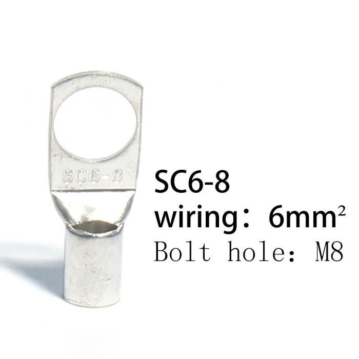 COSSE ELECTRIQUE,10PCS SC6-8--Connecteur de bornes à sertir, 10 pièces, trou de boulon de nez à ...