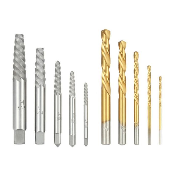 Screw Extractor Easy Out Set Left Hand Drill Bits Spiral Flute Broken Screw 10pc Outils menagers Cdiscount Bricolage