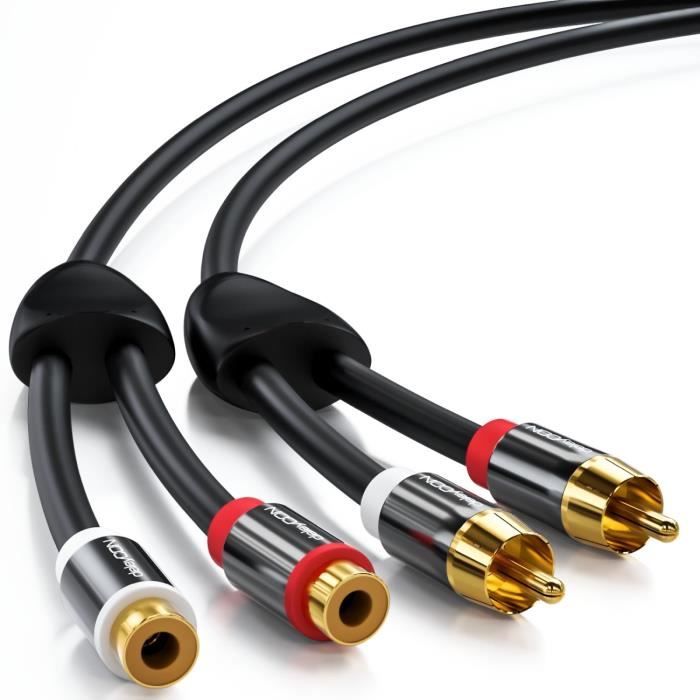 7,5m Cinch RCA Câble de Rallonge Câble Stéréo Audio 2x Prises Cinch ...