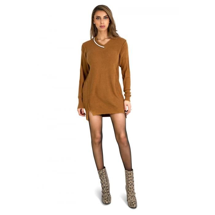 Robe Pull en laine Marron Femme Marron - Cdiscount Prêt-à-Porter