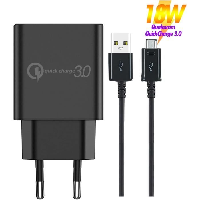 Chargeur Rapide 18 W Pour Samsung Galaxy Tab A10.1A 7.0 (2016) Câble De Charge Micro Usb 1,5 M ...
