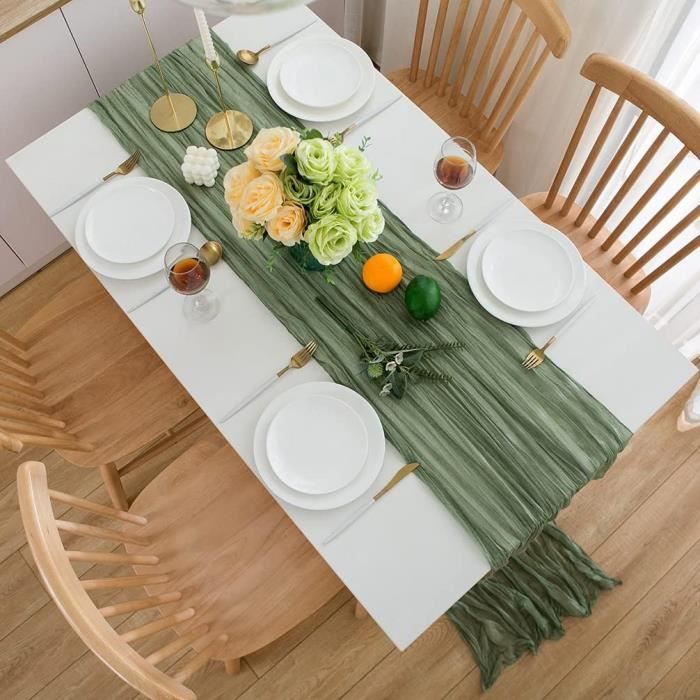 Chemin De Table Vert Sauge 70 Cm X 3 M Mousseline De Soie Vert Chemin ...