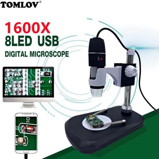 Caméra de microscope - USB - D42343 - 1600X - 8 LED - Compatible Android - Cdiscount Appareil Photo