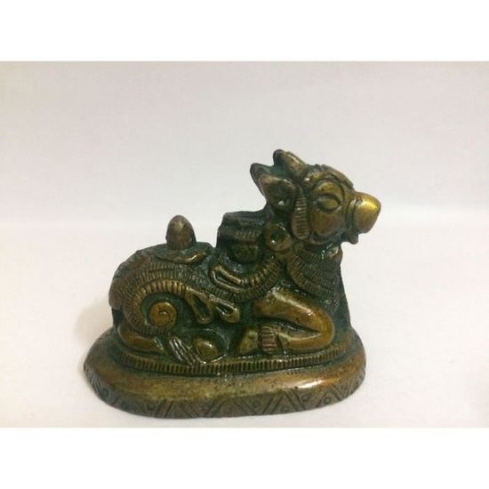 Figurine Vache Assise En Métal Laiton Sculpture Faite À La Main Relaxant Nandi Statue Art[H937 ...