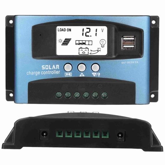 Contrôleur de charge solaire - Dilwe - MPPT 100A - Affichage LCD - 12V/24V - Protection intégrée ...