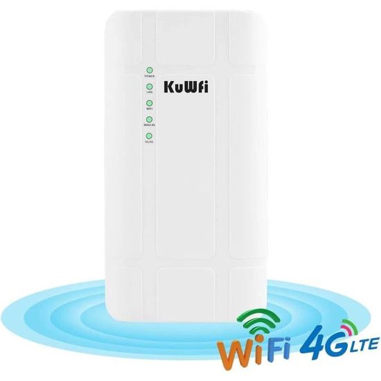 Routeur 4G LTE KuWFi étanche extérieur avec Adaptateur POE - CAT4 LTE ...