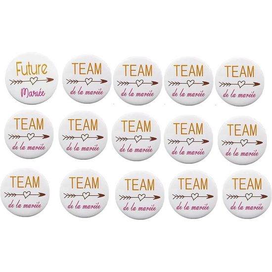 15PCS Badges Team de la mariée 1pcs Badge “Future mariée ” + 14pcs ...