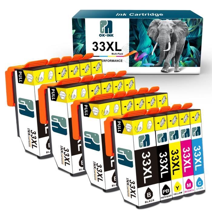 OK-INK 20 Pack Cartouche Epson XP-7100 XP-540 XP-530 XP-640 XP-635 XP ...