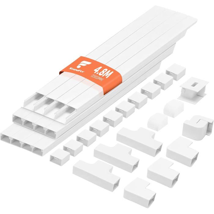 Shinfly 4,8 m Goulotte Cable, Goulotte Electrique pour Câbles, Cache ...