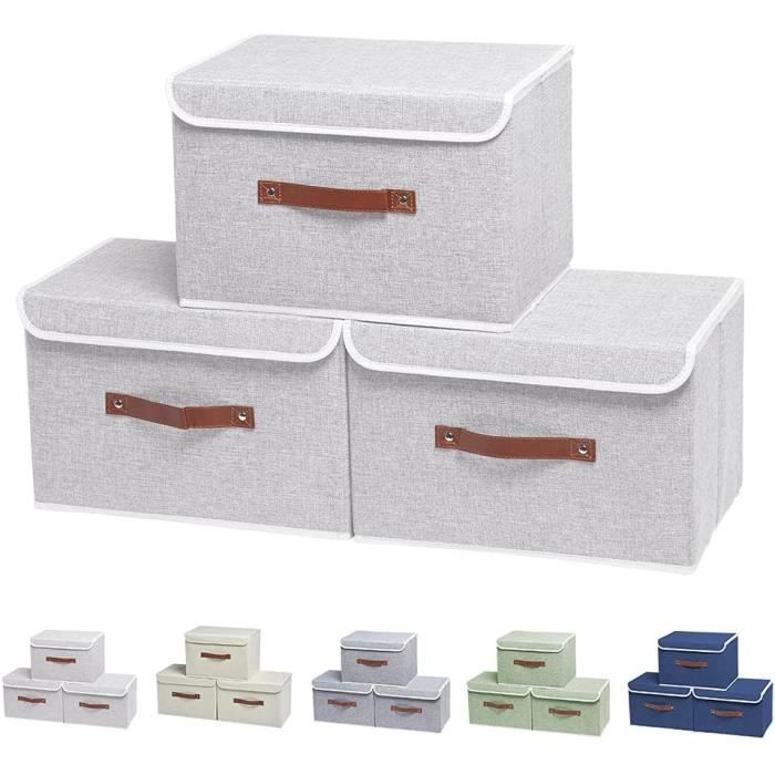 Caisses de rangement - - Lot de 3 - boîtes pliables avec couvercles ...