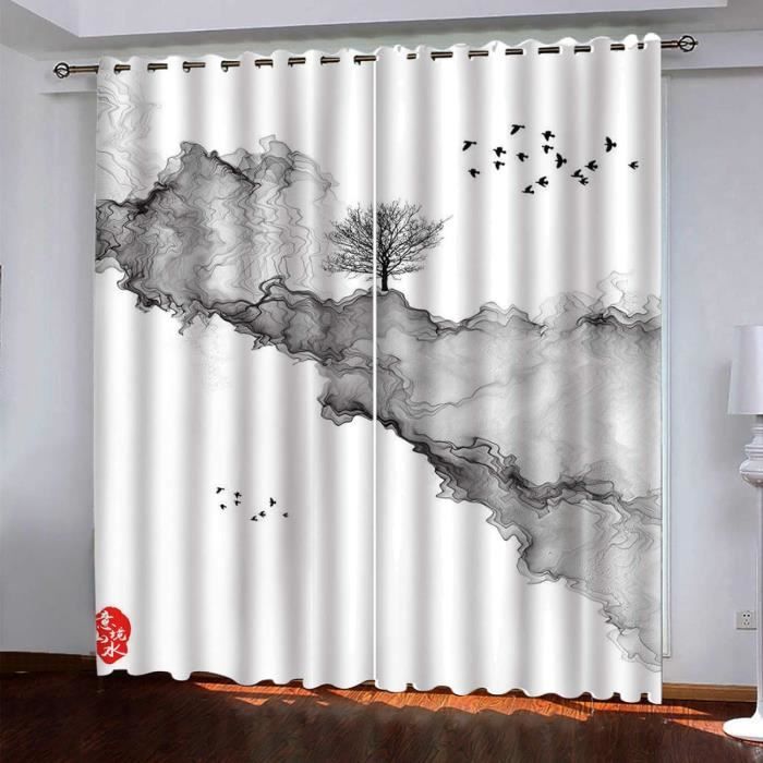 Rideau Occultant 3D Art De Nuage Noir Motif Rideaux Oeillets Salon ...