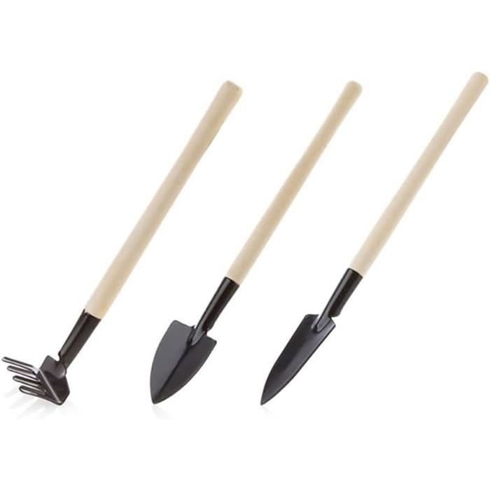 Lot De 3 Pelles De Jardin Avec Manche En Bois Et Mini Pelle, Râteau ...