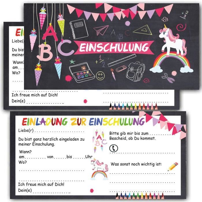 Lot de 12 cartons d'invitation à la rentrée des classes pour fille ...
