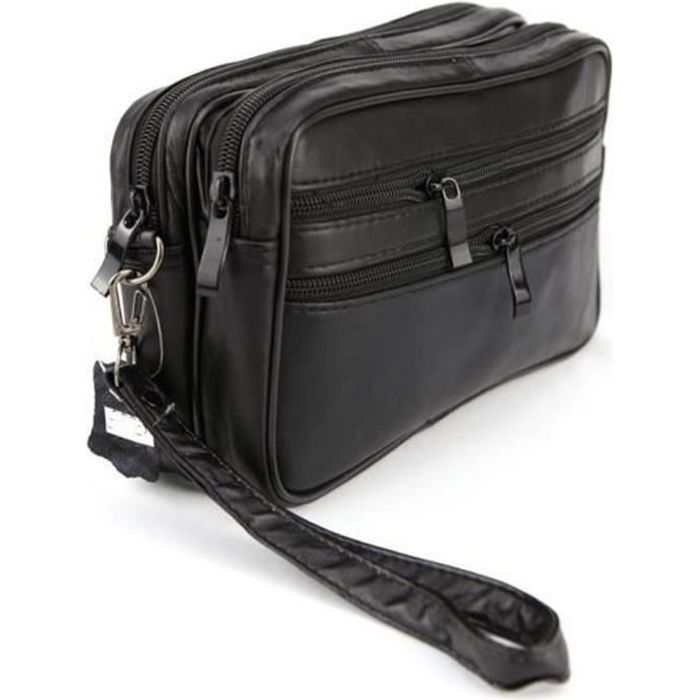 Pochette Cuir Noir Homme Cuir Sacoche Noir Cdiscount Bagagerie Maroquinerie