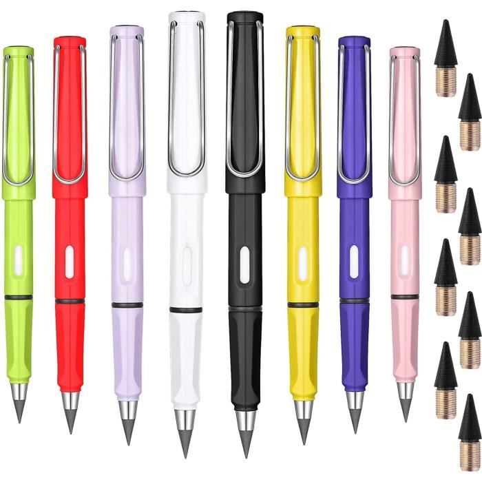 8 crayons sans encre éternels avec 8 têtes interchangeables, crayon ...