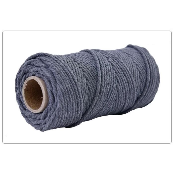 Pelotes de laine,Corde torsadée colorée 100% coton 4mm, cordon Beige ...