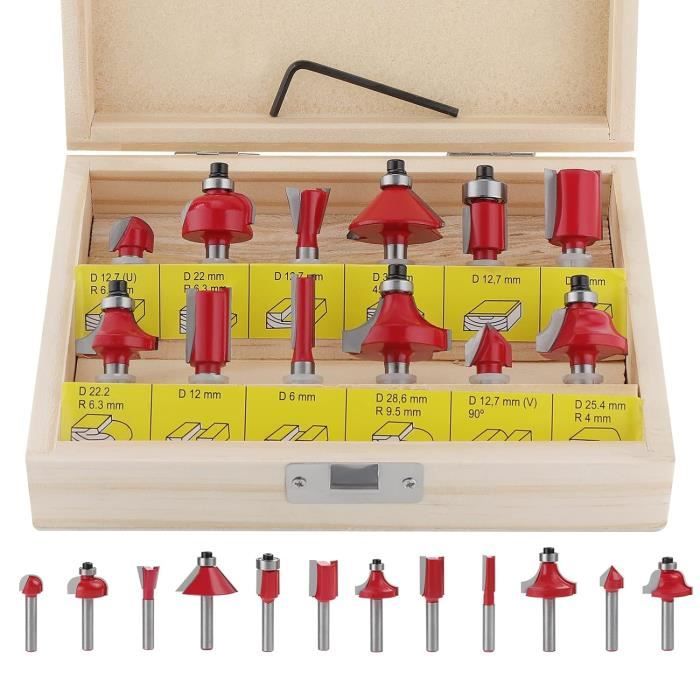 12 Pièces Fraise Defonceuse 6.35 Mm Fraise Bois Fraises À Rainurer Carbide Router Bits Fraise À ...