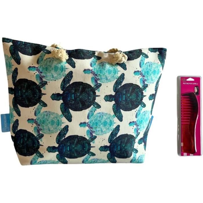 ® Sac De Plage Design Tortue 55 X 40 X 13 Cm - Grand Sac De Plage En Tissu Léger Avec Fermeture ...