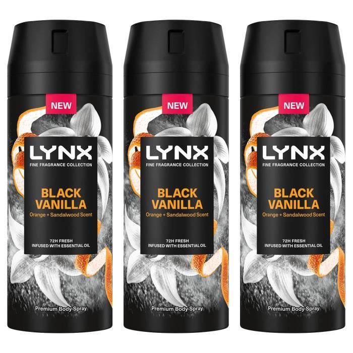 Déodorant - LYNX - Black Vanilla - 150ml - Pack de 3 - Parfum frais ...