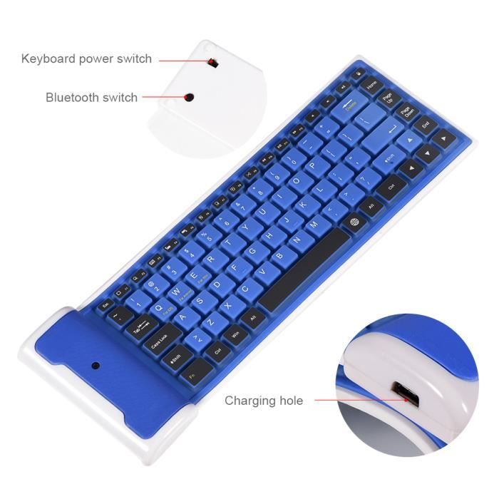 Qiilu Clavier pour ordinateur Mini clavier Bluetooth sans fil étanche ...