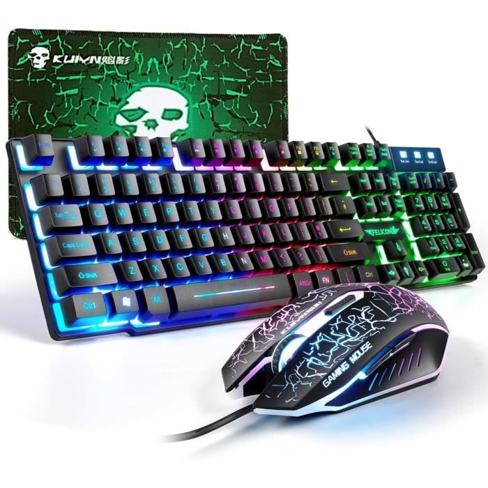 Ensemble Clavier Souris Gaming, Qwerty Uk Layout Clavier Rétroéclairé ...
